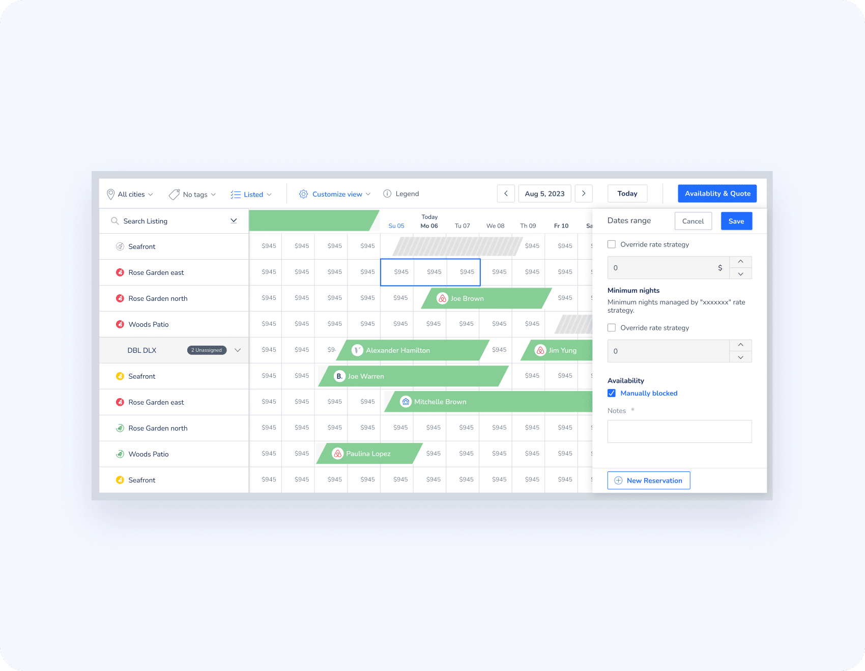 Rental Calendar by Guesty