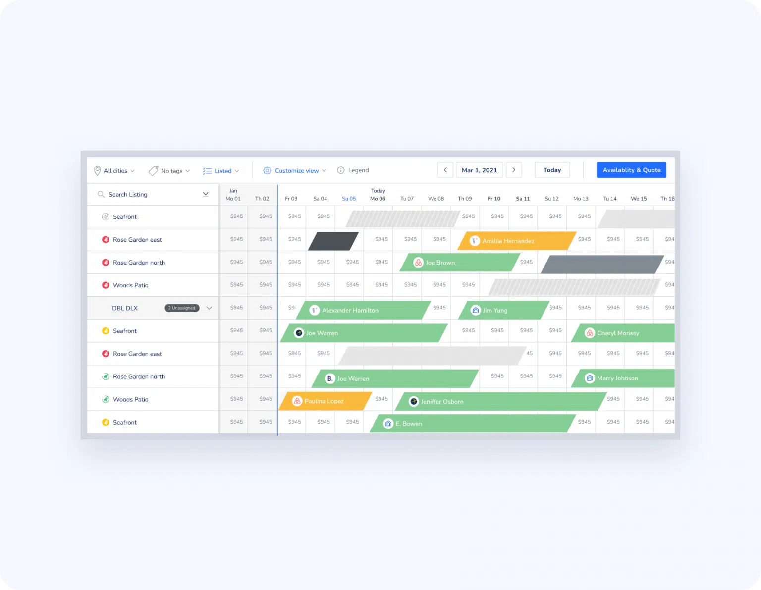 Rental Calendar by Guesty